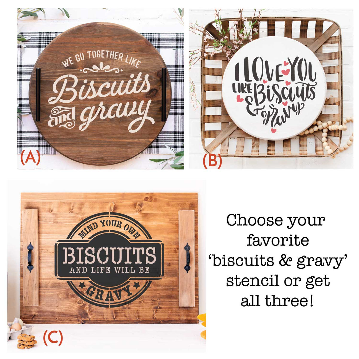 Biscuits & Gravy Stencils / 3 design options| WallCutz Crafts