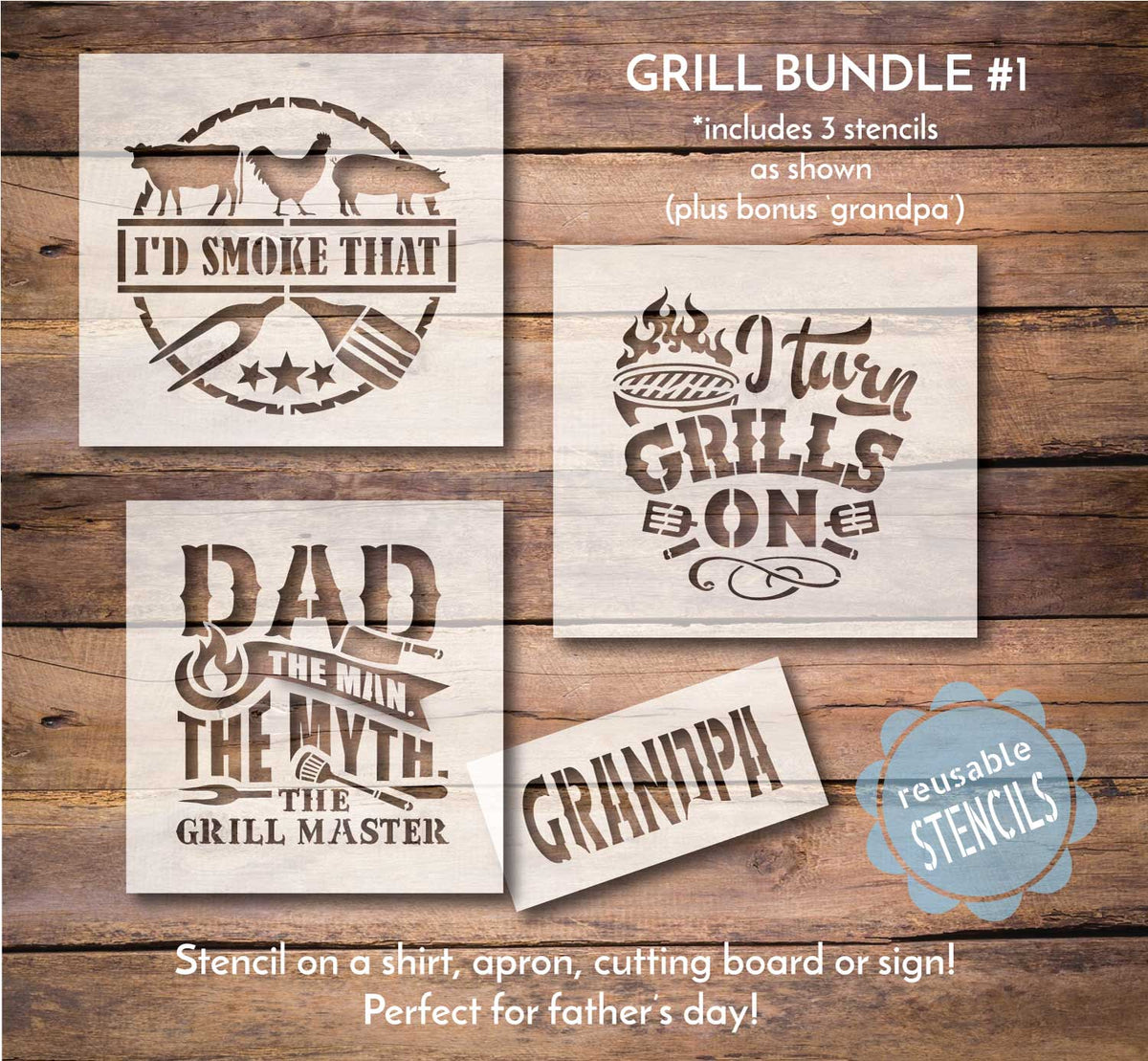 Dad's Grill / Stencil Bundle #1| WallCutz Crafts