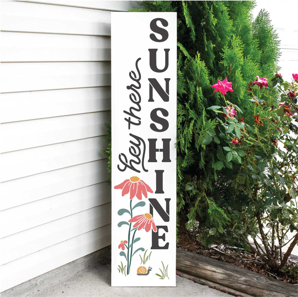Hey There Sunshine with Daisies / Porch Stencil| WallCutz Crafts