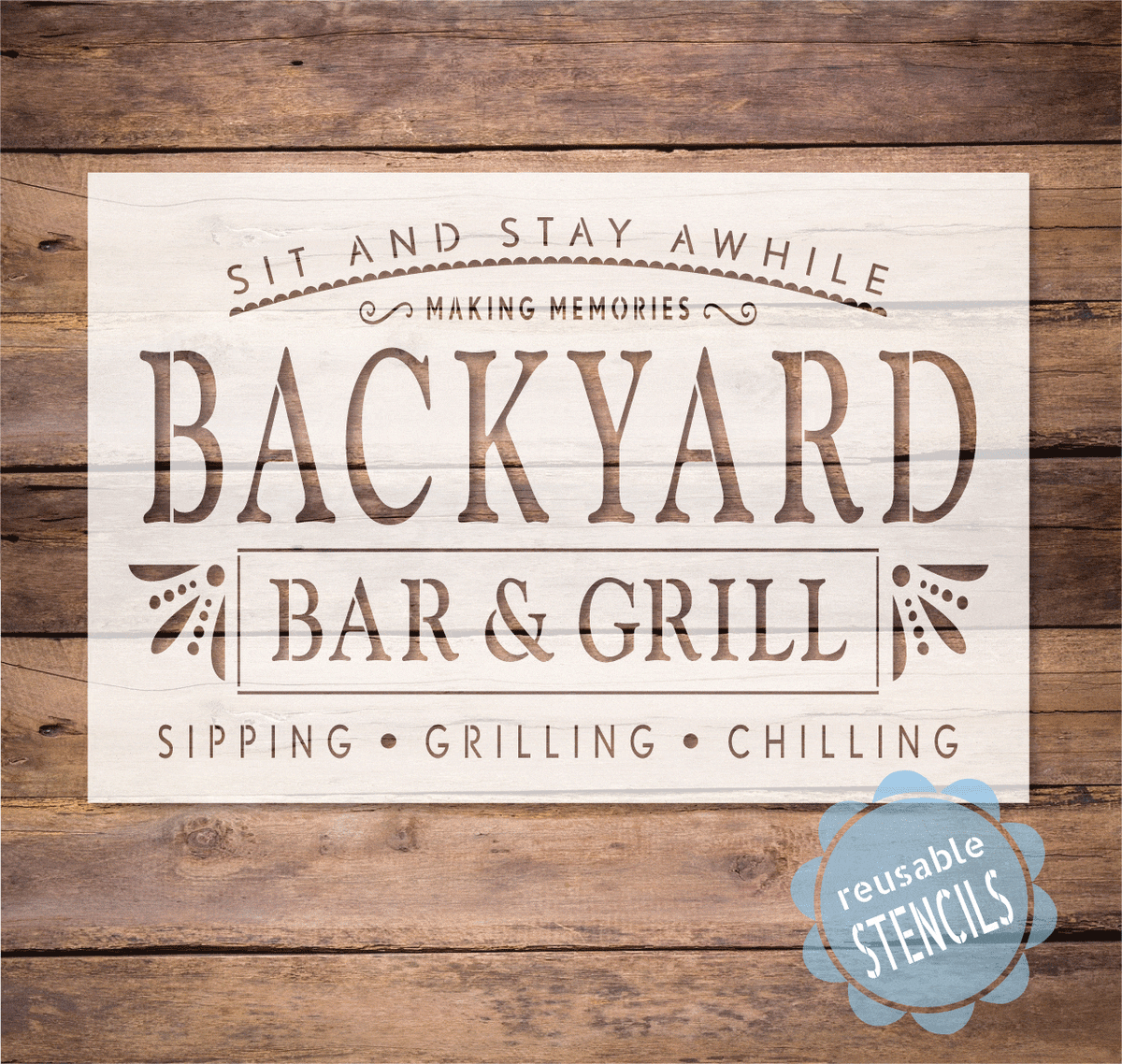 Backyard Bar and Grill stencil| WallCutz Crafts