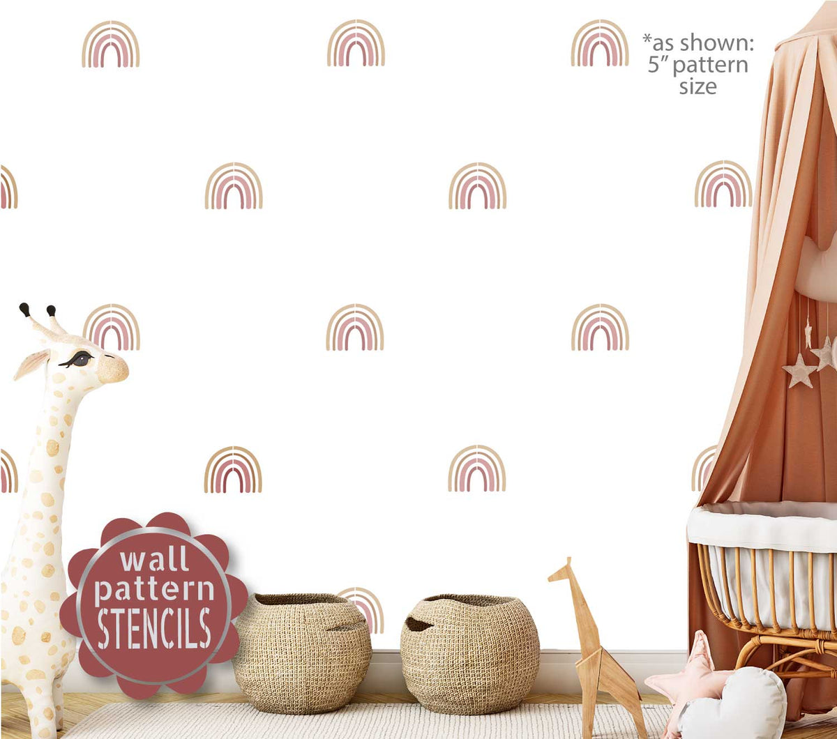 Boho Rainbow Wall Pattern Stencil| WallCutz Crafts