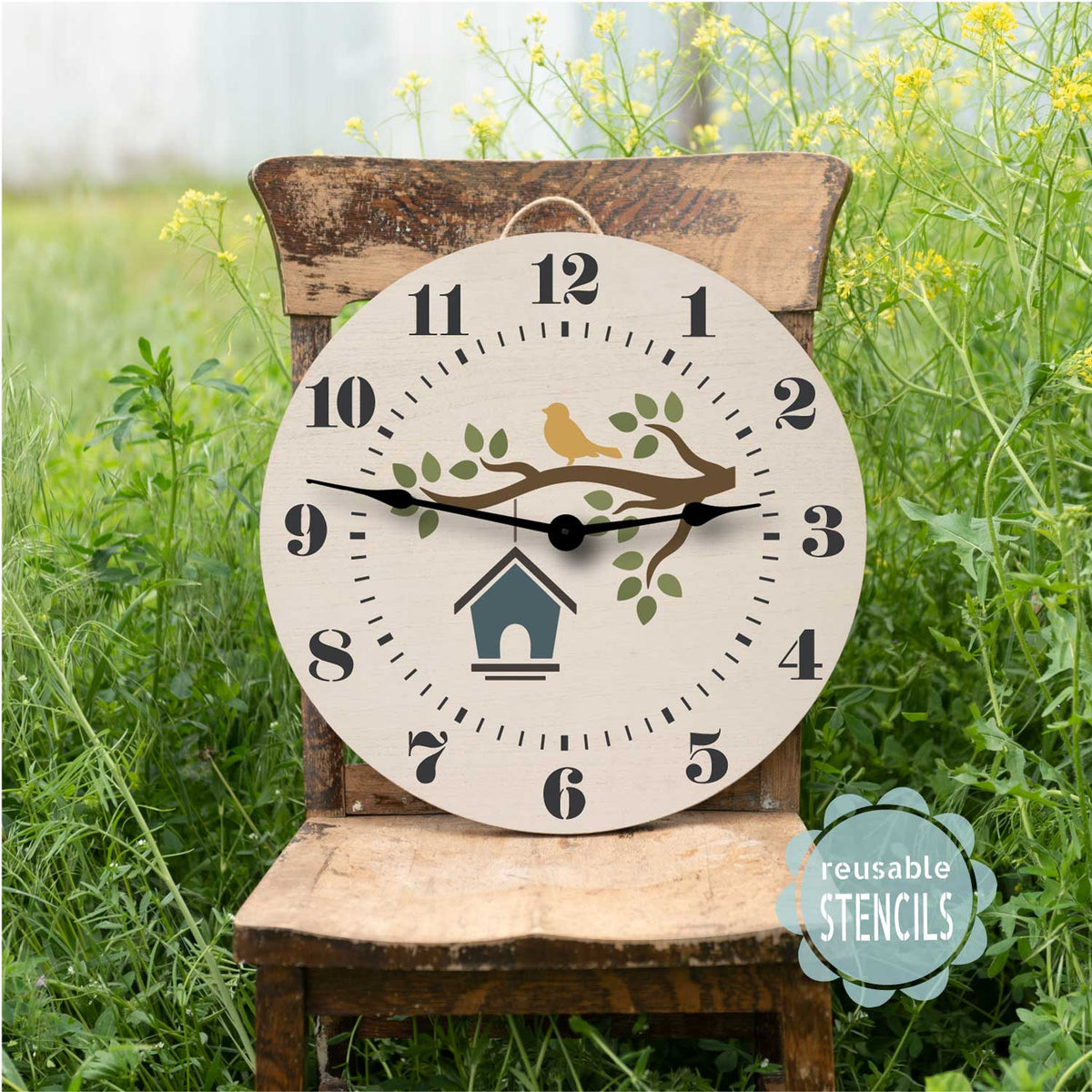 Clock Stencil (B) / Bird House Stencil| WallCutz Crafts