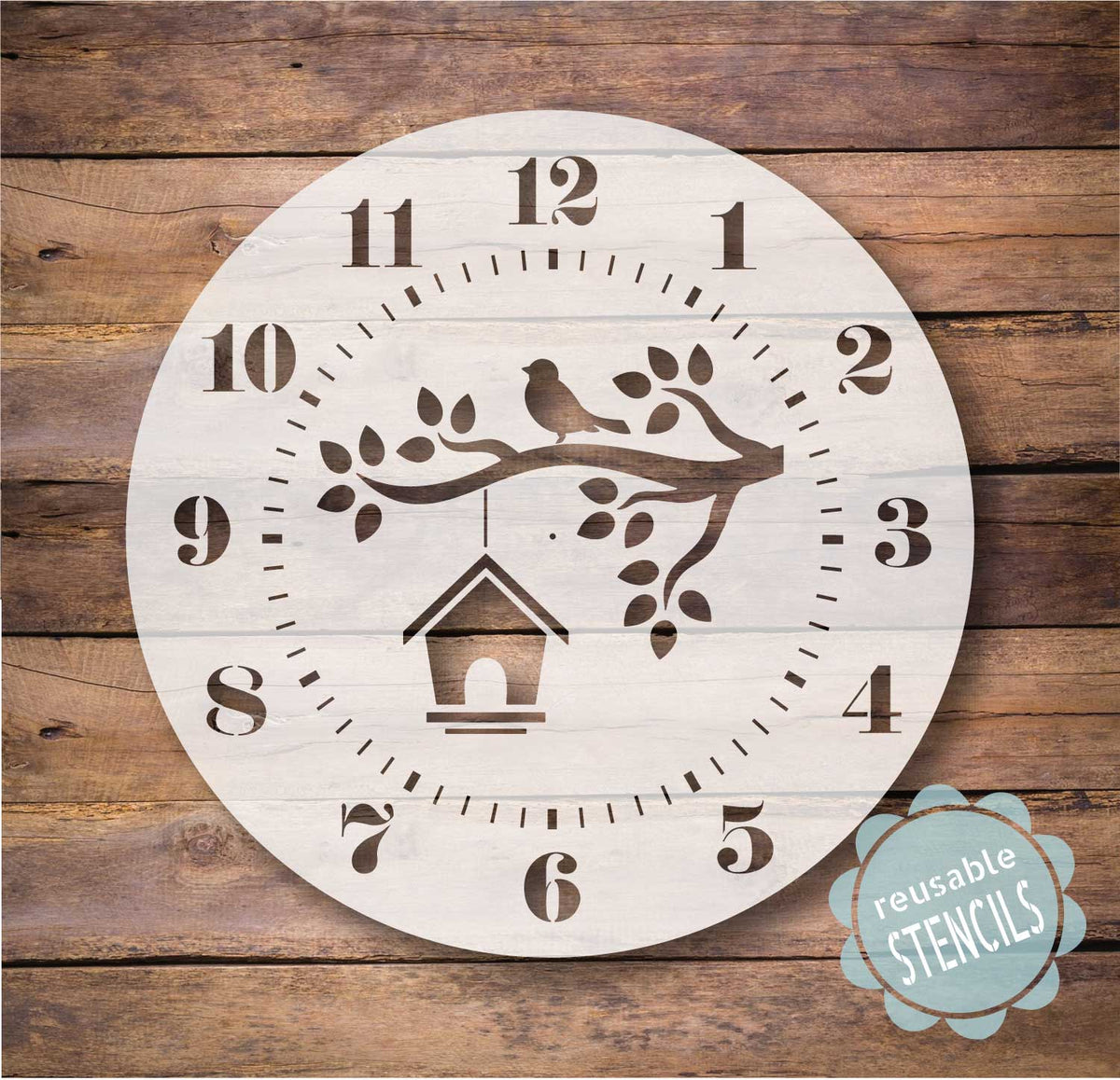Clock Stencil (B) / Bird House Stencil| WallCutz Crafts