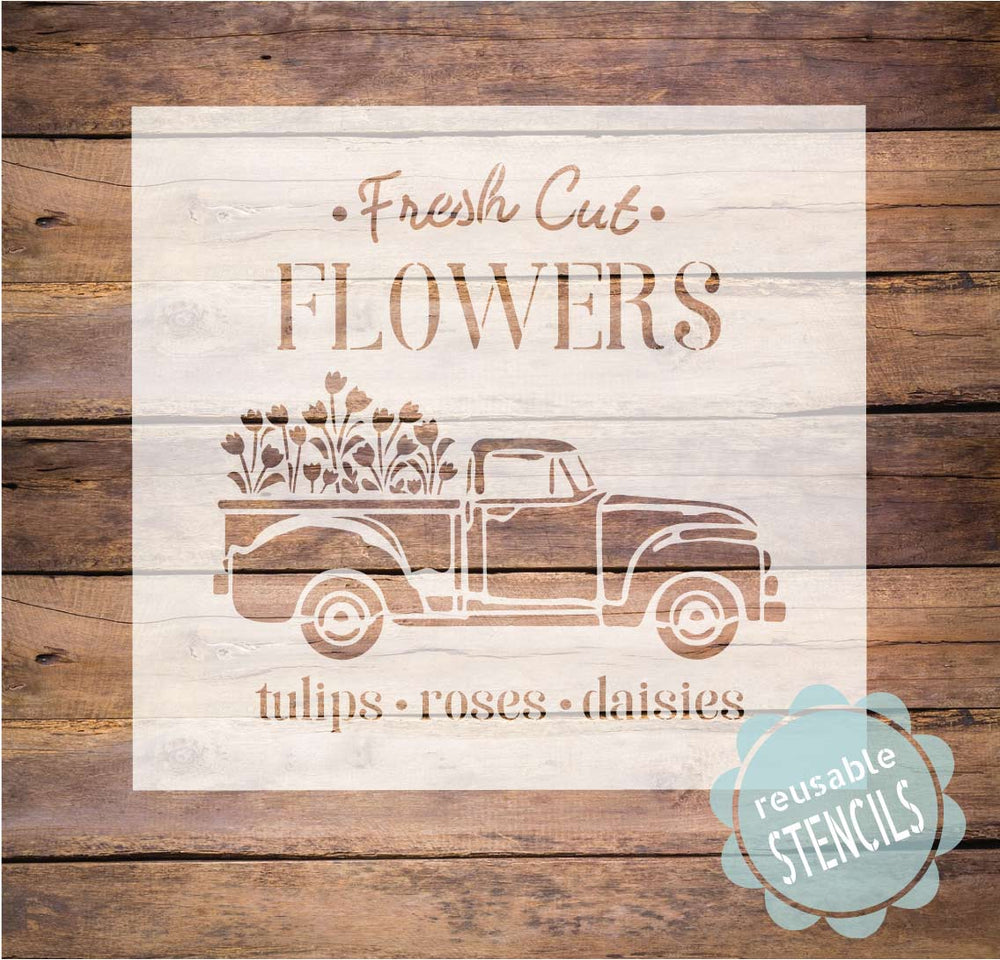 Fresh Cut Flower Truck- Spring Stencil| WallCutz Crafts