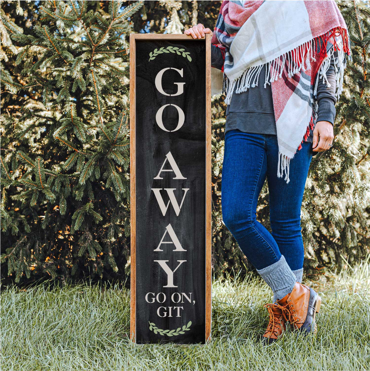 Go Away / Go On Git Porch Stencil| WallCutz Inc