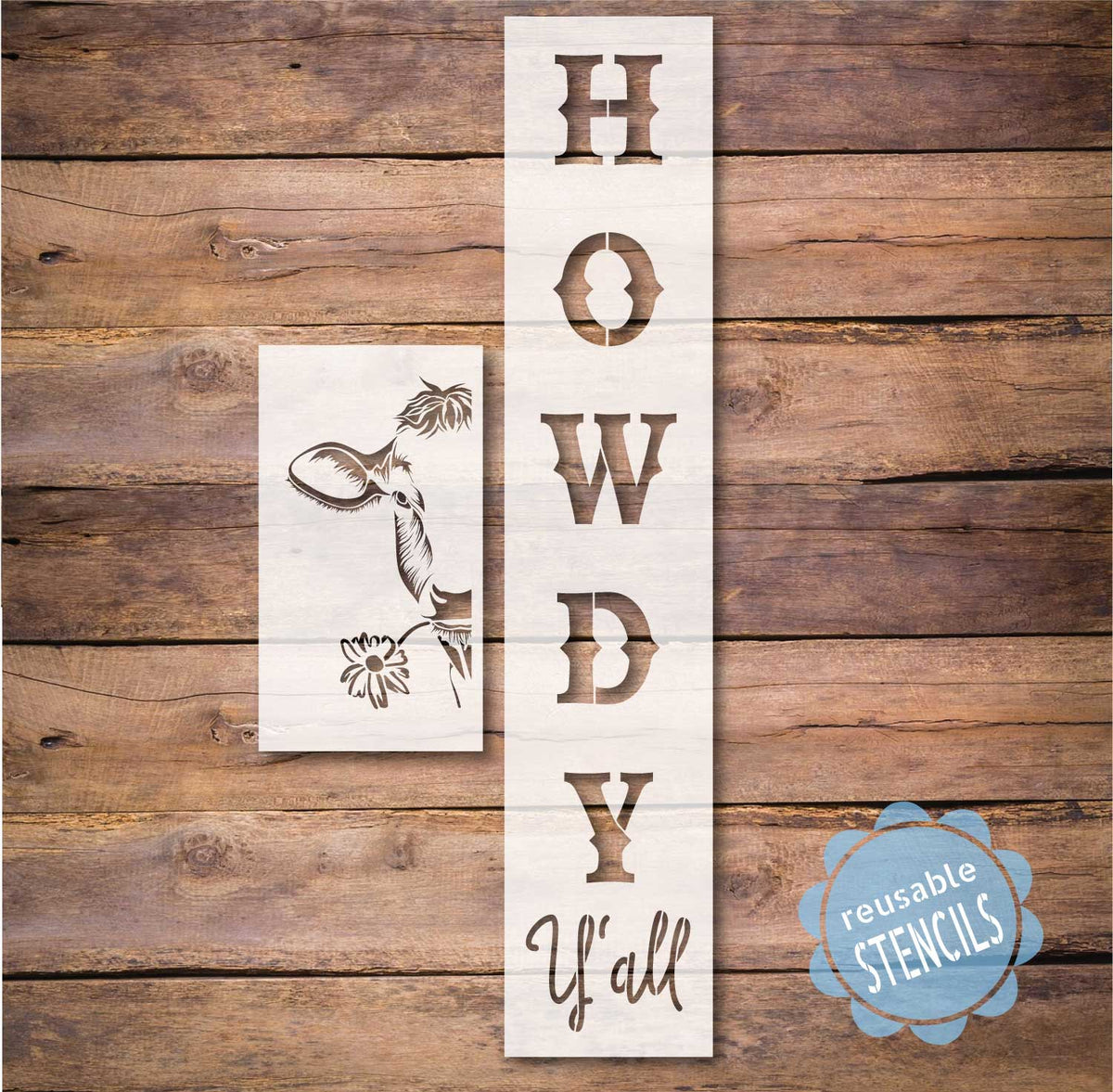Howdy Y'all / Farm Cow Porch Stencil| WallCutz Crafts