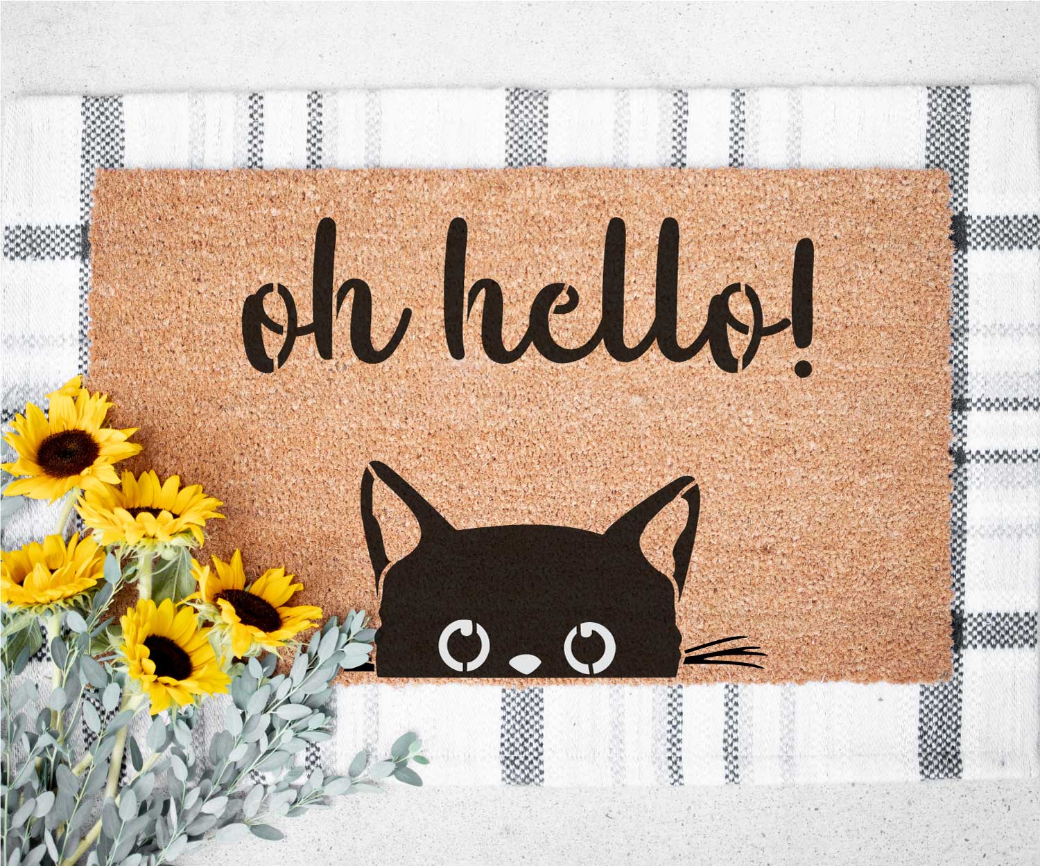Oh Hello Cat / Door Mat Stencil – WallCutz Crafts