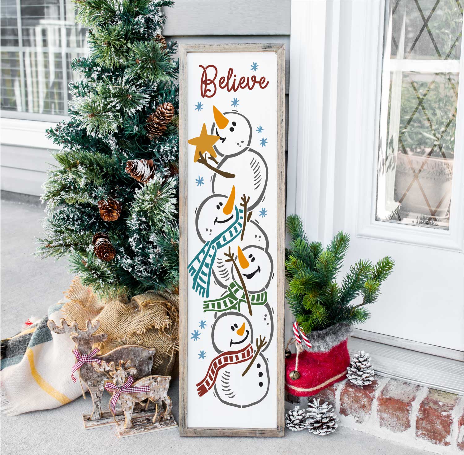 Snowman Stack / Believe Christmas Stencil – WallCutz Crafts