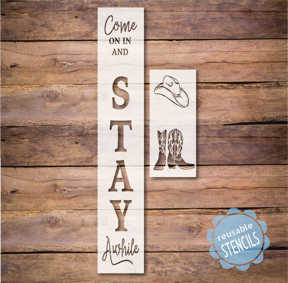 Stay Awhile / Cowboy Porch Stencil| WallCutz Crafts